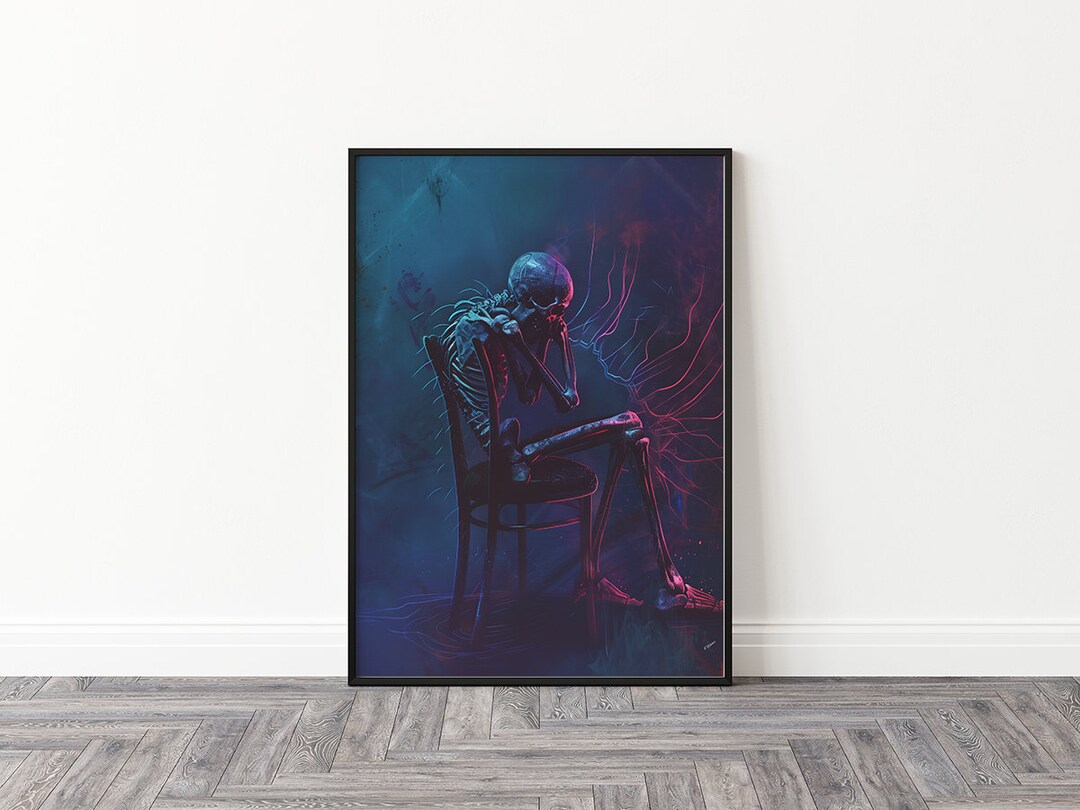 The Thinker Limited Edition Print Original Artwork. Skeleton Image ...
