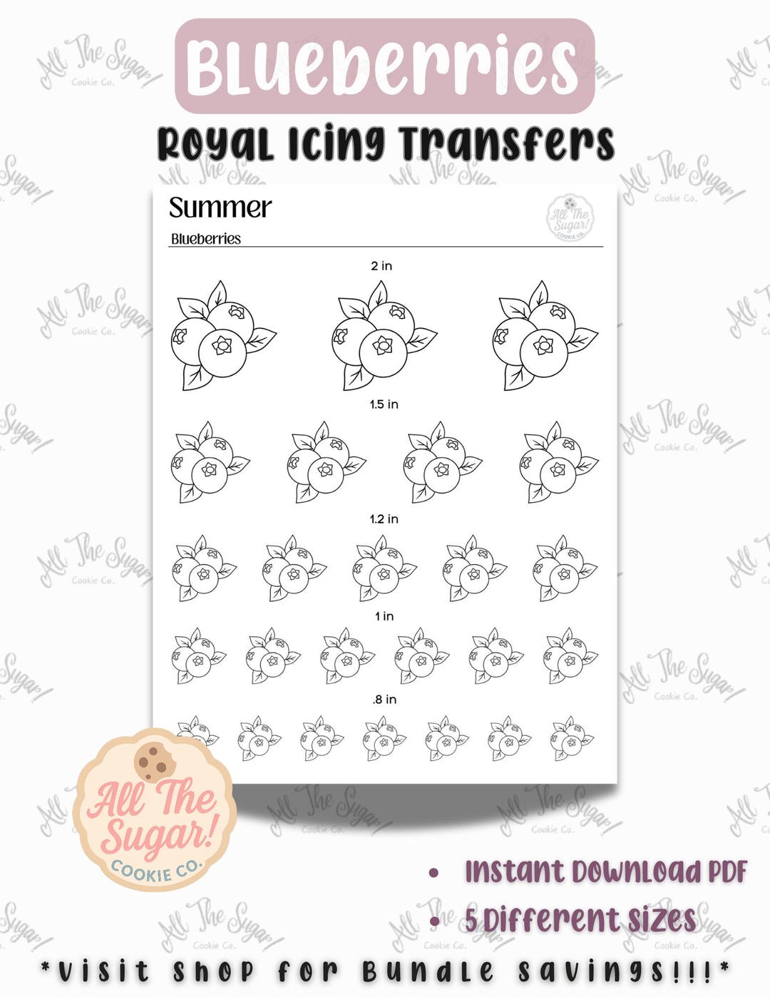 Blueberries Royal Icing Transfer - Etsy