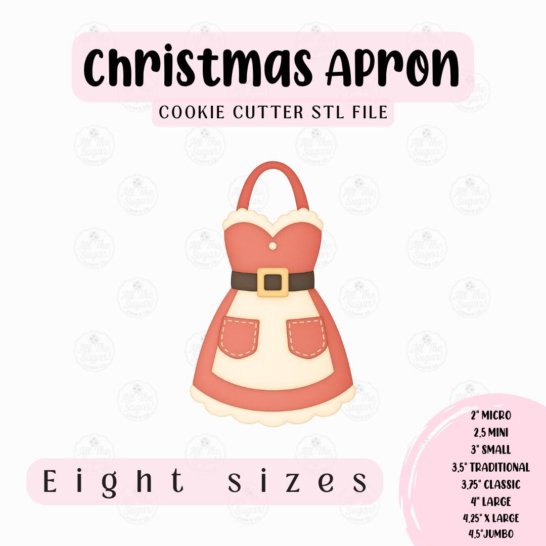 Christmas Apron Cookie Cutter STL File | Mrs. Claus Bakery - Etsy