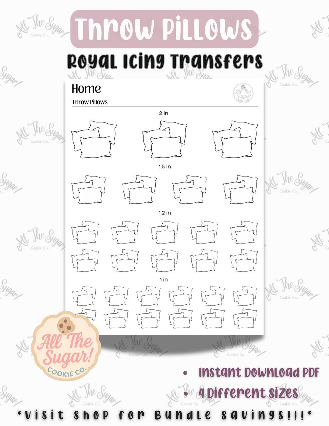 Throw Pillows Royal Icing Transfers - Etsy