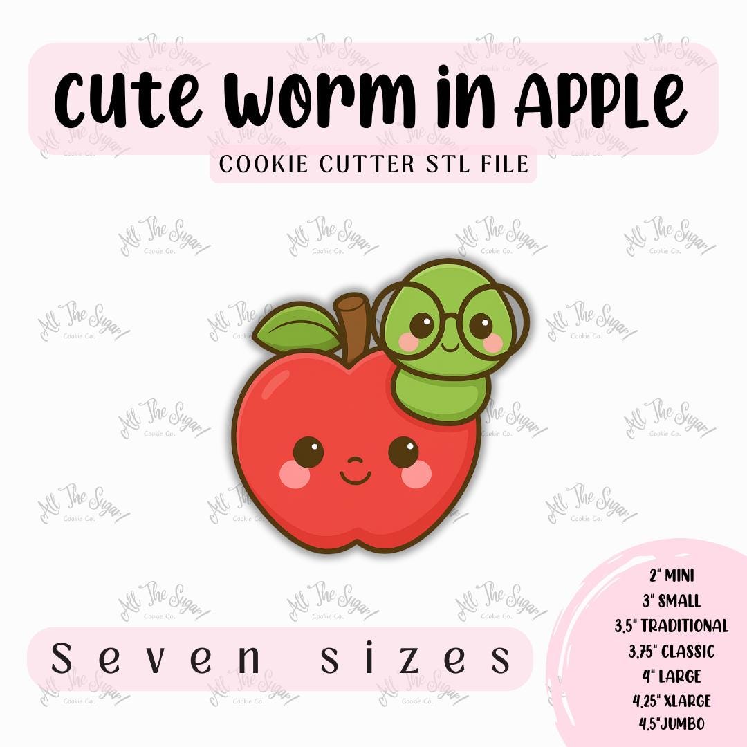 Worm in Apple Cookie Cutter - Etsy