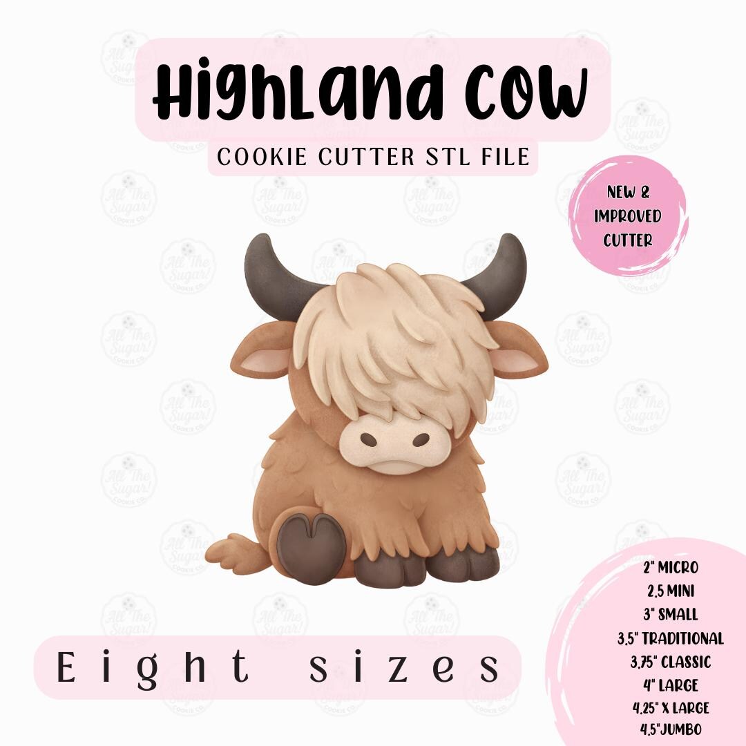 Highland Cow Cookie Cutter STL File - Etsy