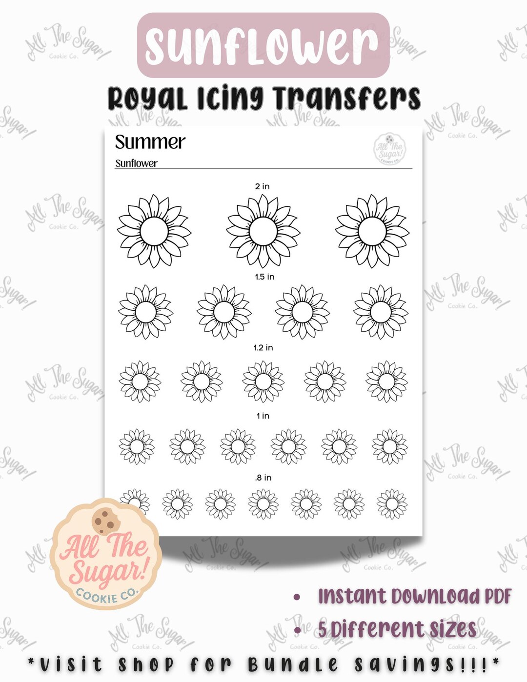 Sunflower Royal Icing Transfers - Etsy
