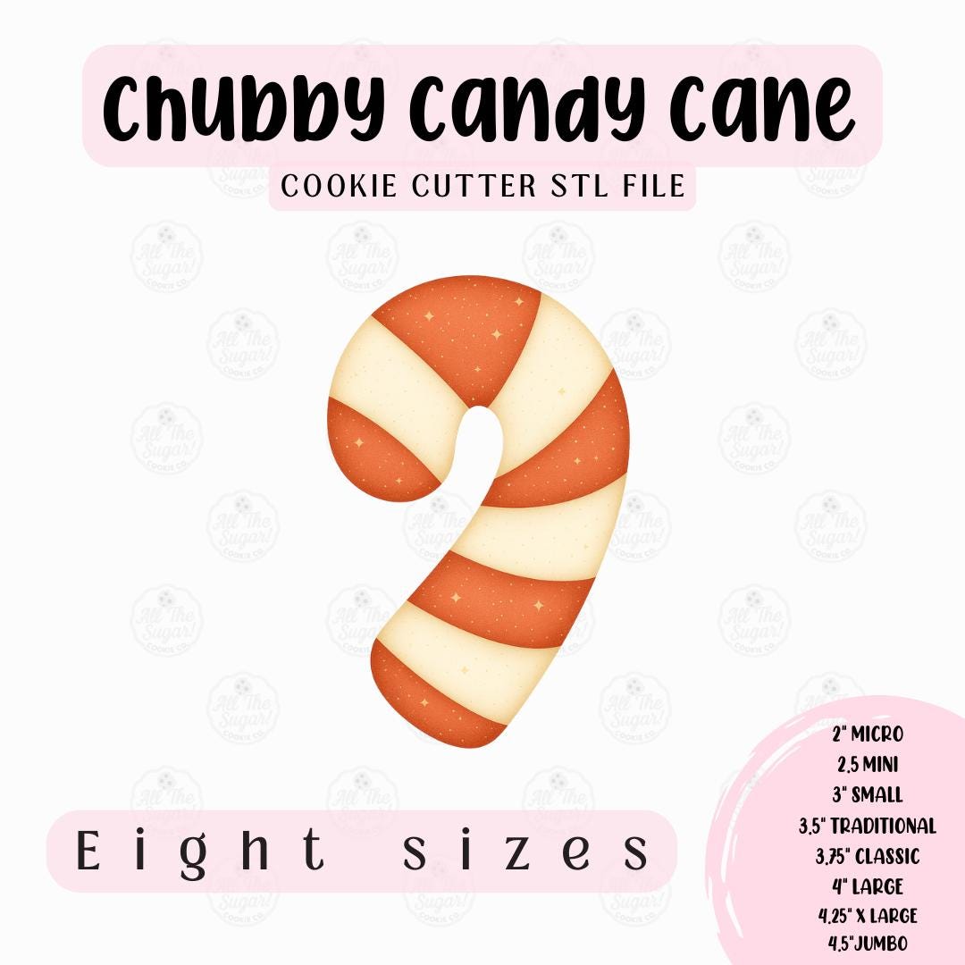 Chubby Candy Cane Cookie Cutter STL File (digital Download) - Etsy
