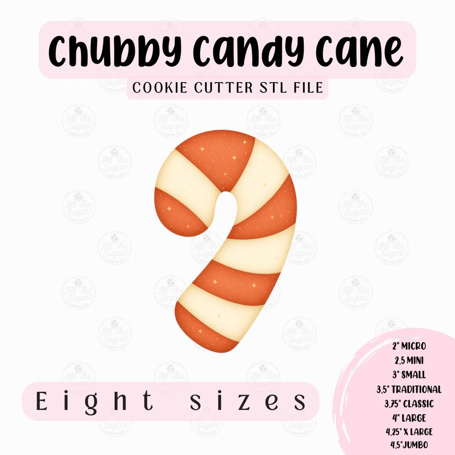 Chubby Candy Cane Cookie Cutter STL File (digital Download) - Etsy