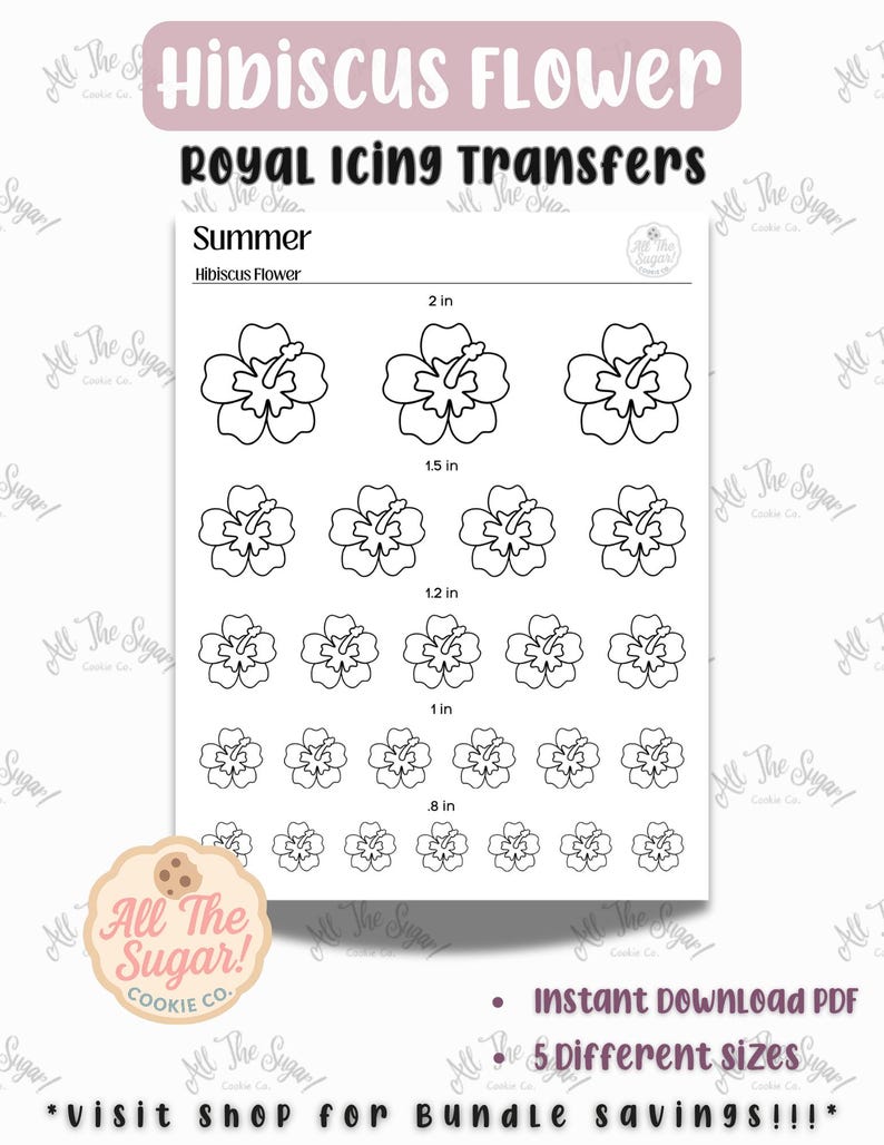Hibiscus Flower Royal Icing Transfers - Etsy