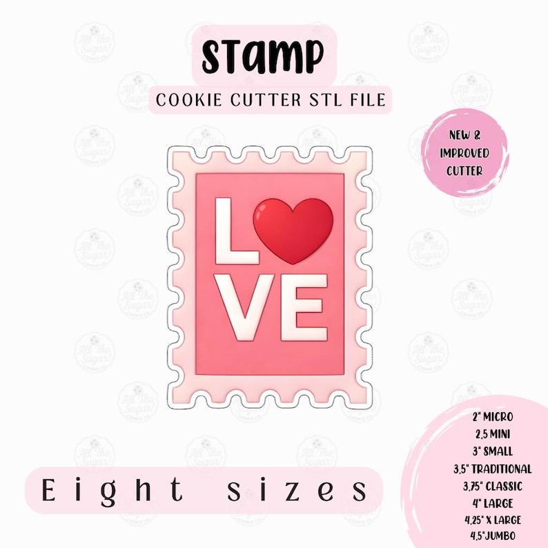 Stamp Valentines Day Cookie Cutter STL File - Etsy