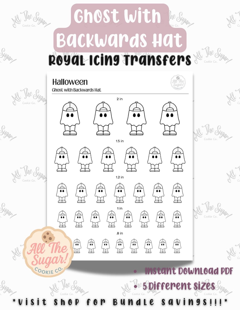 Ghost With Backwards Hat Royal Icing Transfers - Etsy