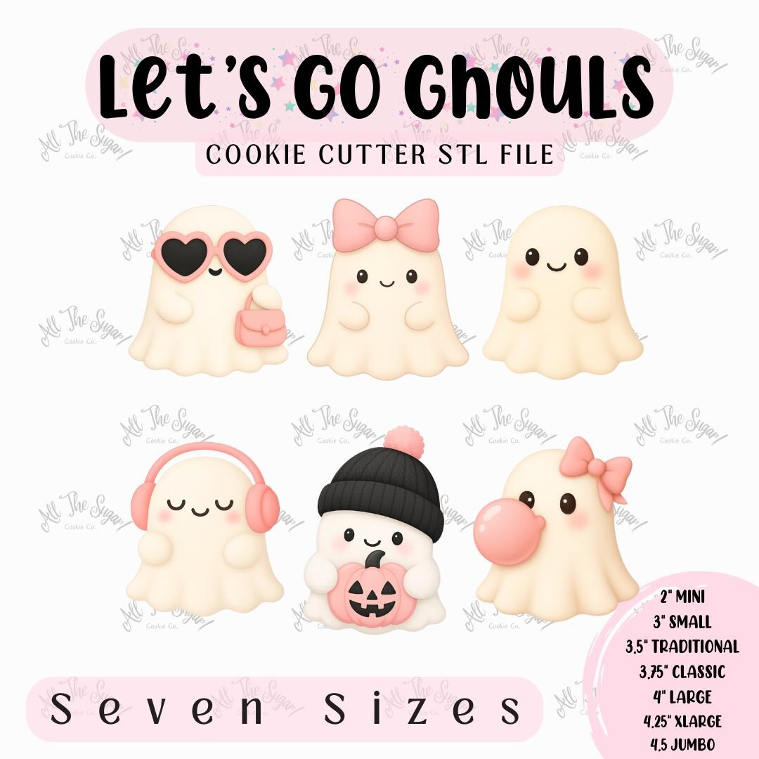 Halloween Ghosts "let's Go Ghouls” Bundle STL Cookie Cutter File - Etsy