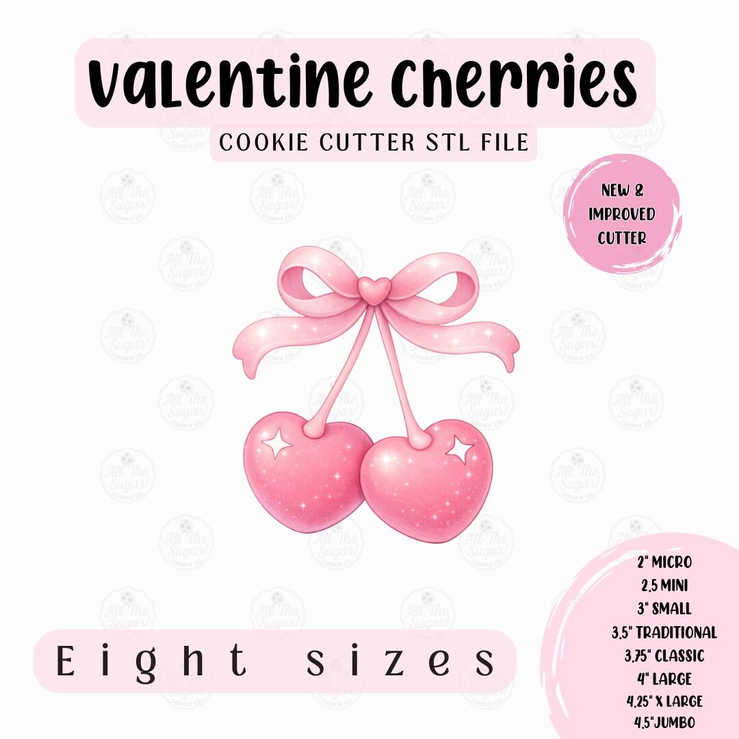 Valentine Heart Cherries Cookie Cutter STL File - Etsy