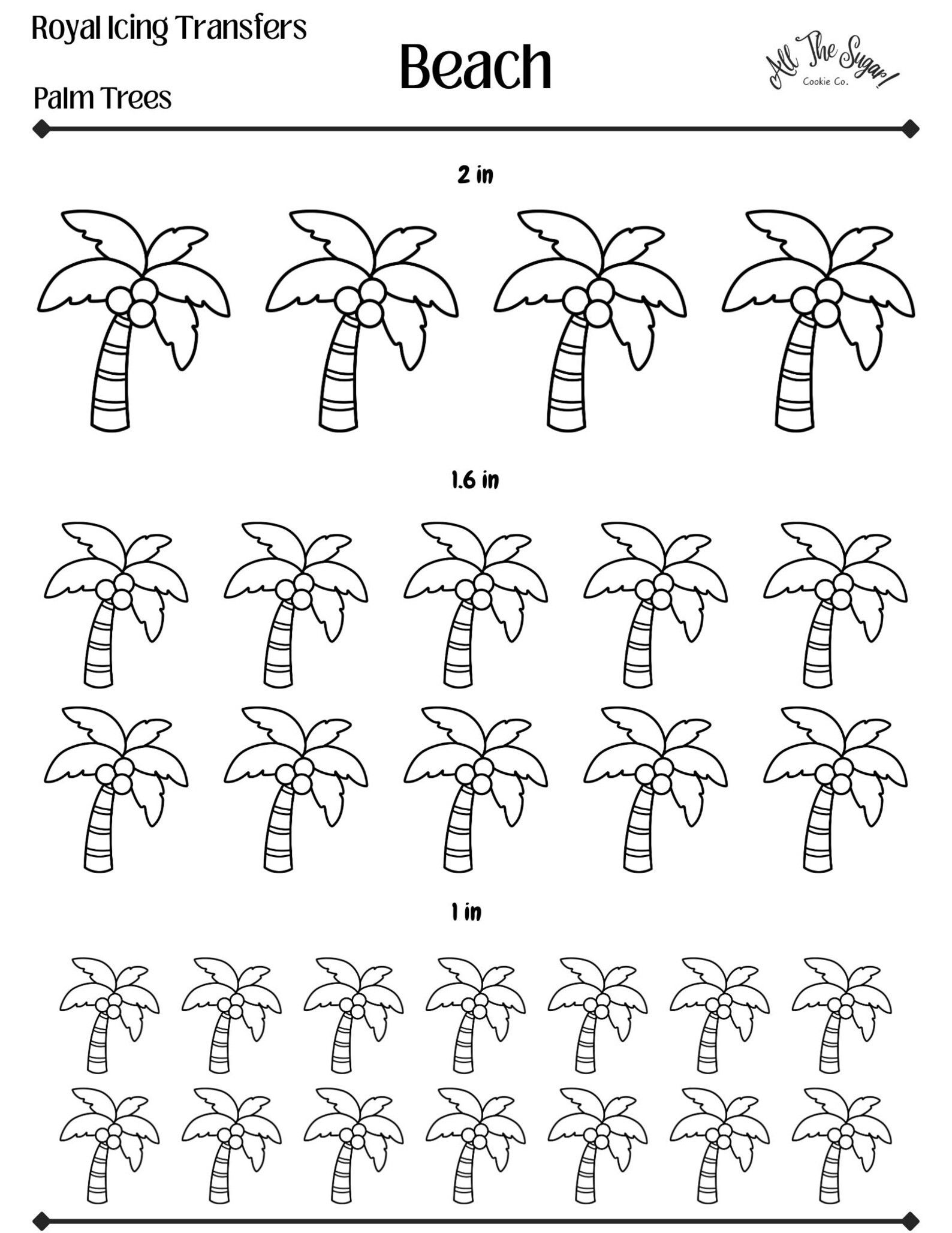Palm Tree Royal Icing Transfers - Etsy