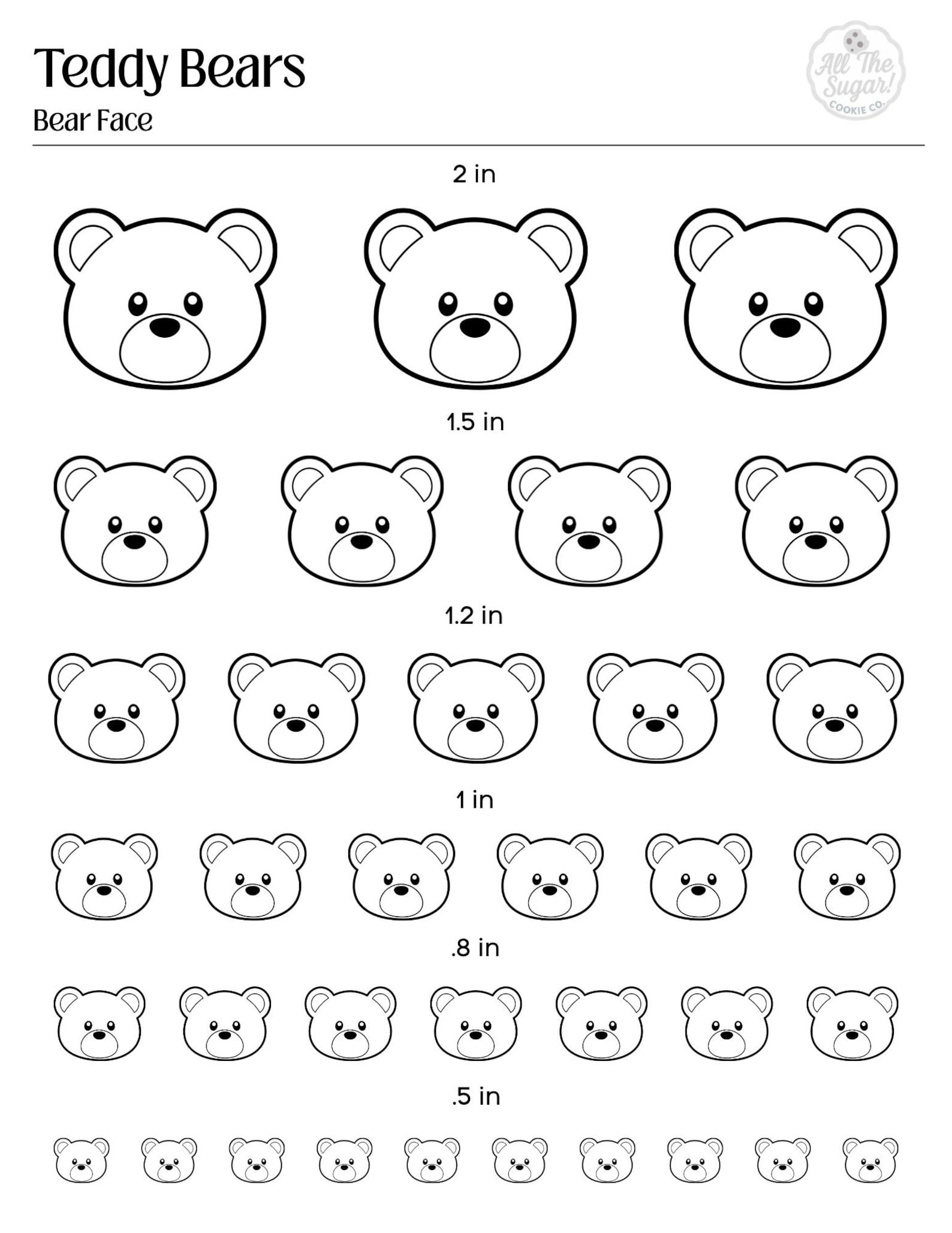 Bear Face Royal Icing Transfers - Etsy