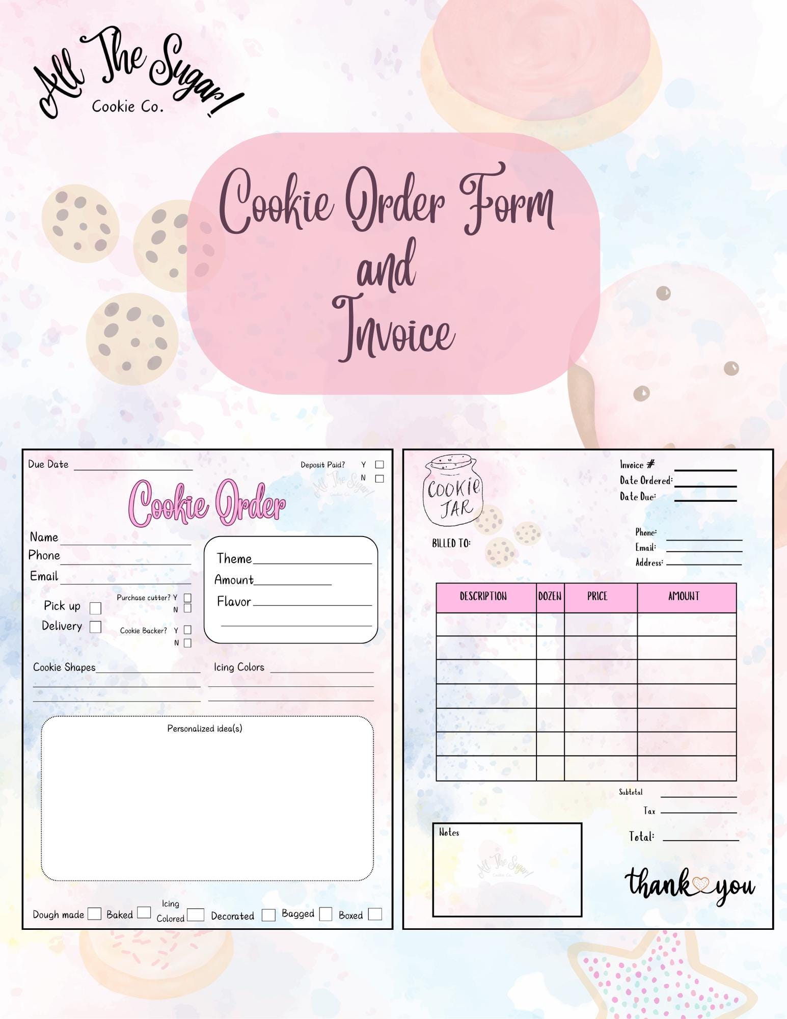 Cookie Order Form and Invoice - Etsy