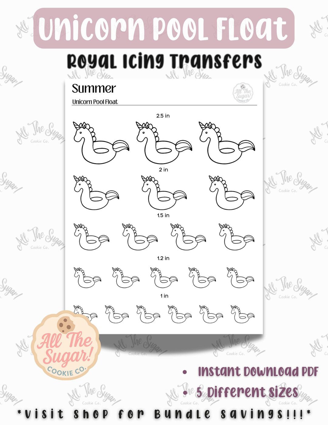 Unicorn Pool Float Royal Icing Transfers - Etsy