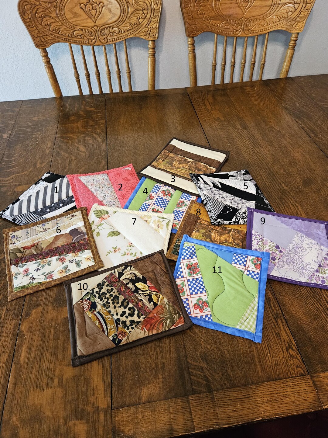 Scrappy Potholders, Varying Sizes, Colors and Fabrics, Trivets, Hotpads ...