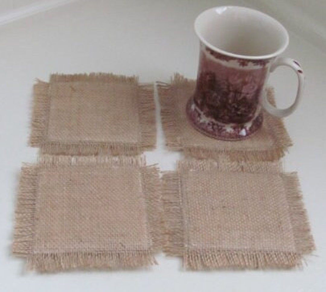 Burlap Beverage Coasters Set of 4 - Etsy
