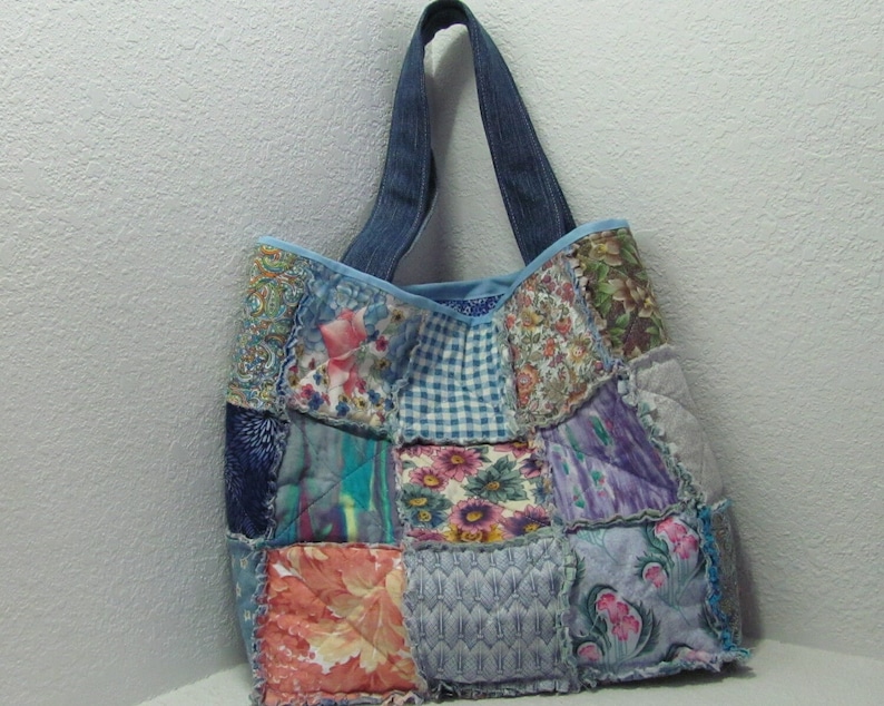 Tote Bag, Rag-quilted, Reversible, Colorful - Etsy