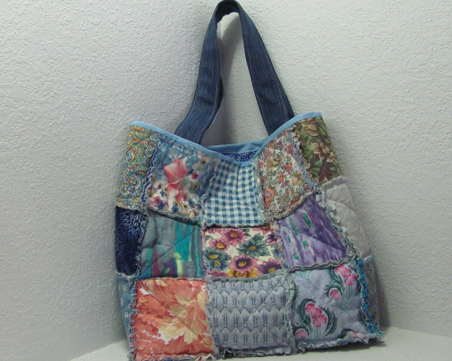 Tote Bag, Rag-quilted, Reversible, Colorful - Etsy