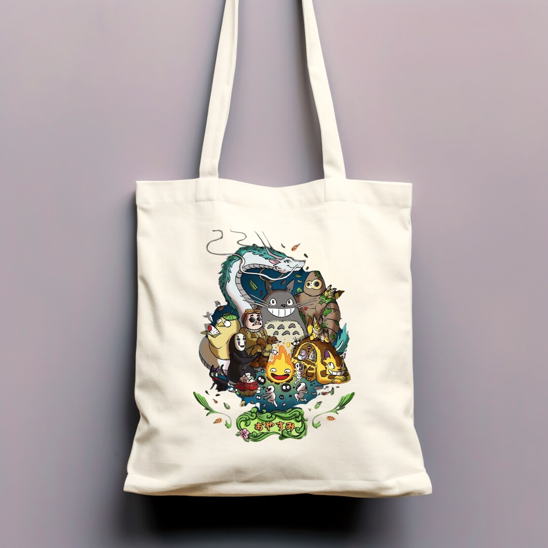 Studio Ghibli Friends Tote Bag, Ghibli Characters Gift, Funny Anime Bag ...