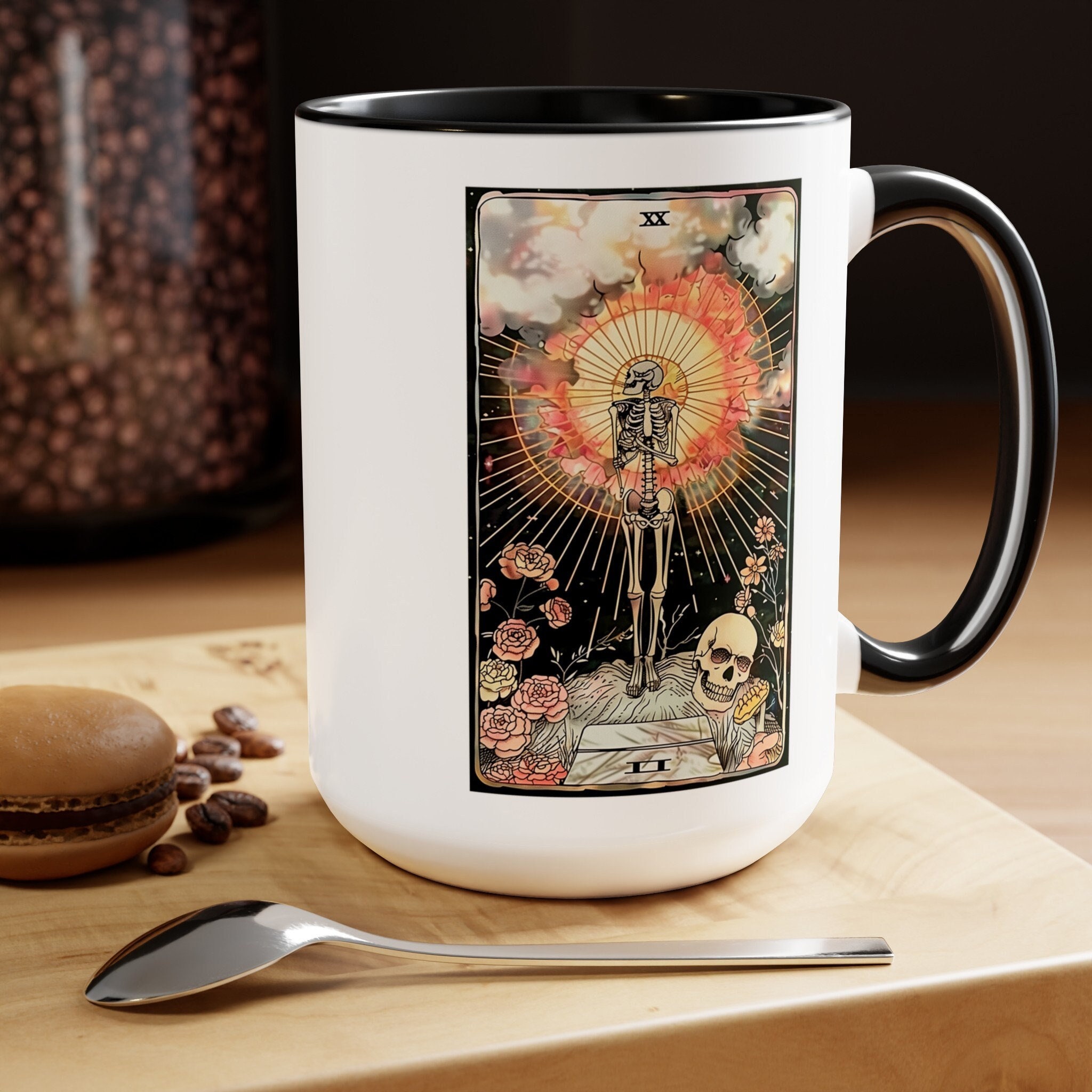 Tarot Card Mug, Occult Skeleton Tarot Card Coffee Mug, Tarot Mug ...