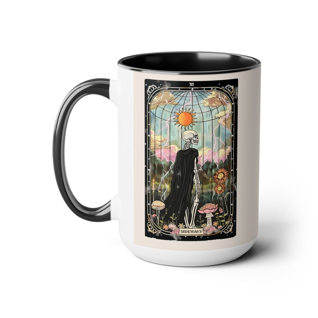 Tarot Card Mug, Occult Skeleton Tarot Card Coffee Mug, Tarot Mug ...
