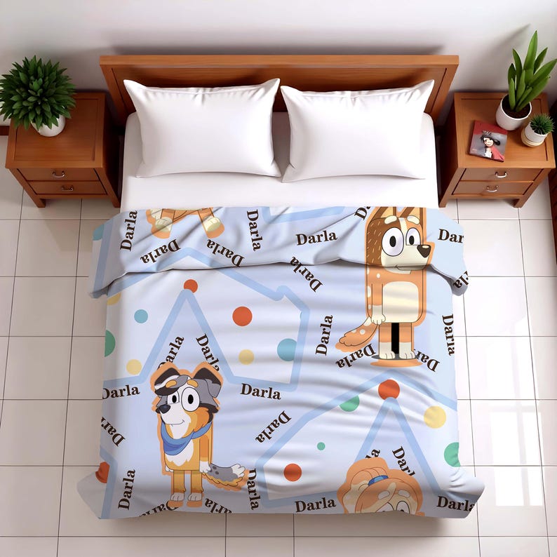 Personalized Bluey Blanket, Bluey Family Soft Sherpa Fleece Throw ...