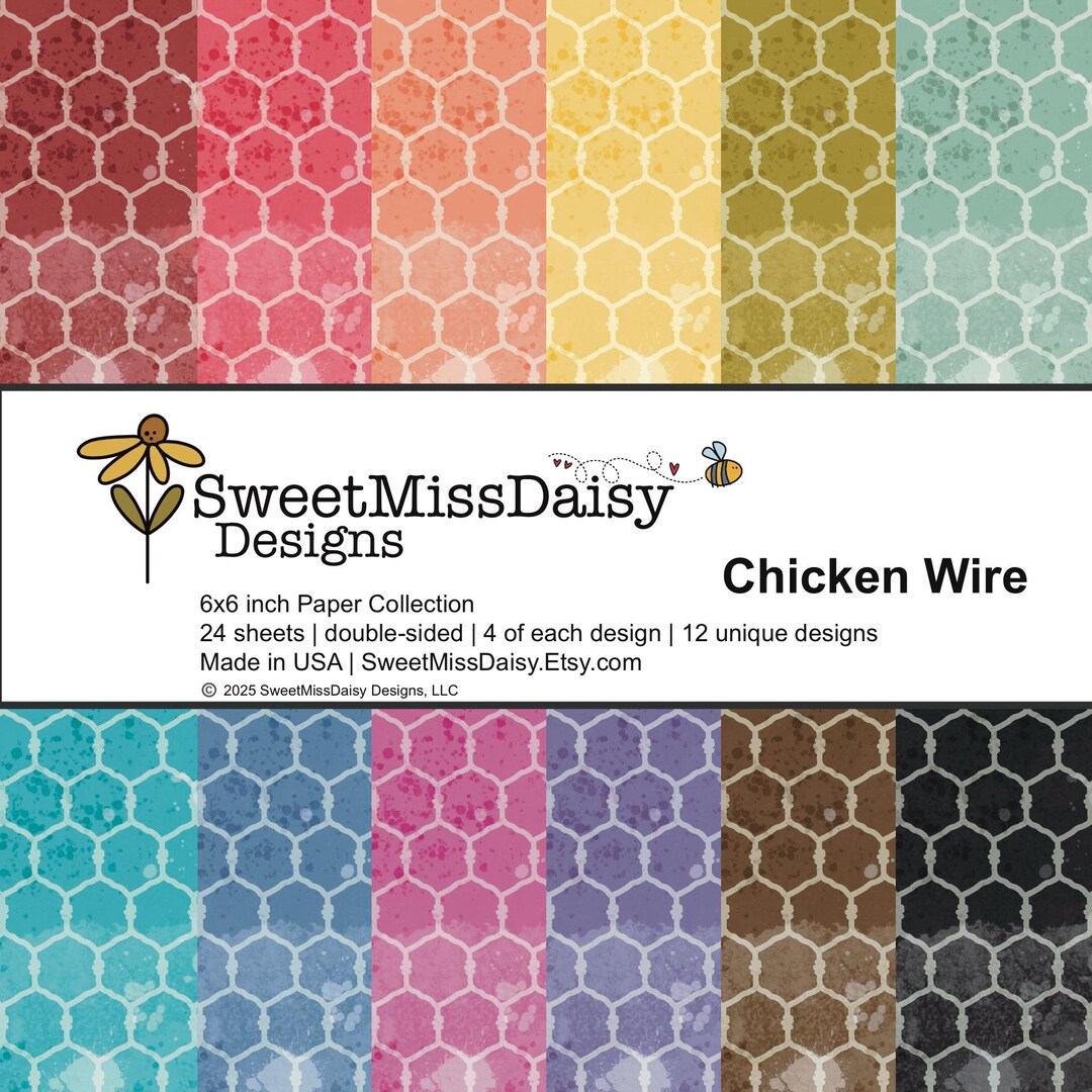 Chicken Wire 6x6 Paper Collection, 24 Double-sided Sheets, 12 Unique ...