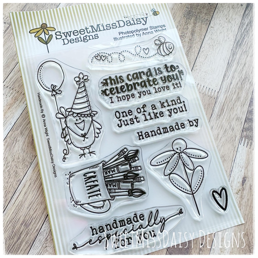 Handmade by — 4x5 Photopolymer Stamp Set, Illustrated by Anna Wight - Etsy