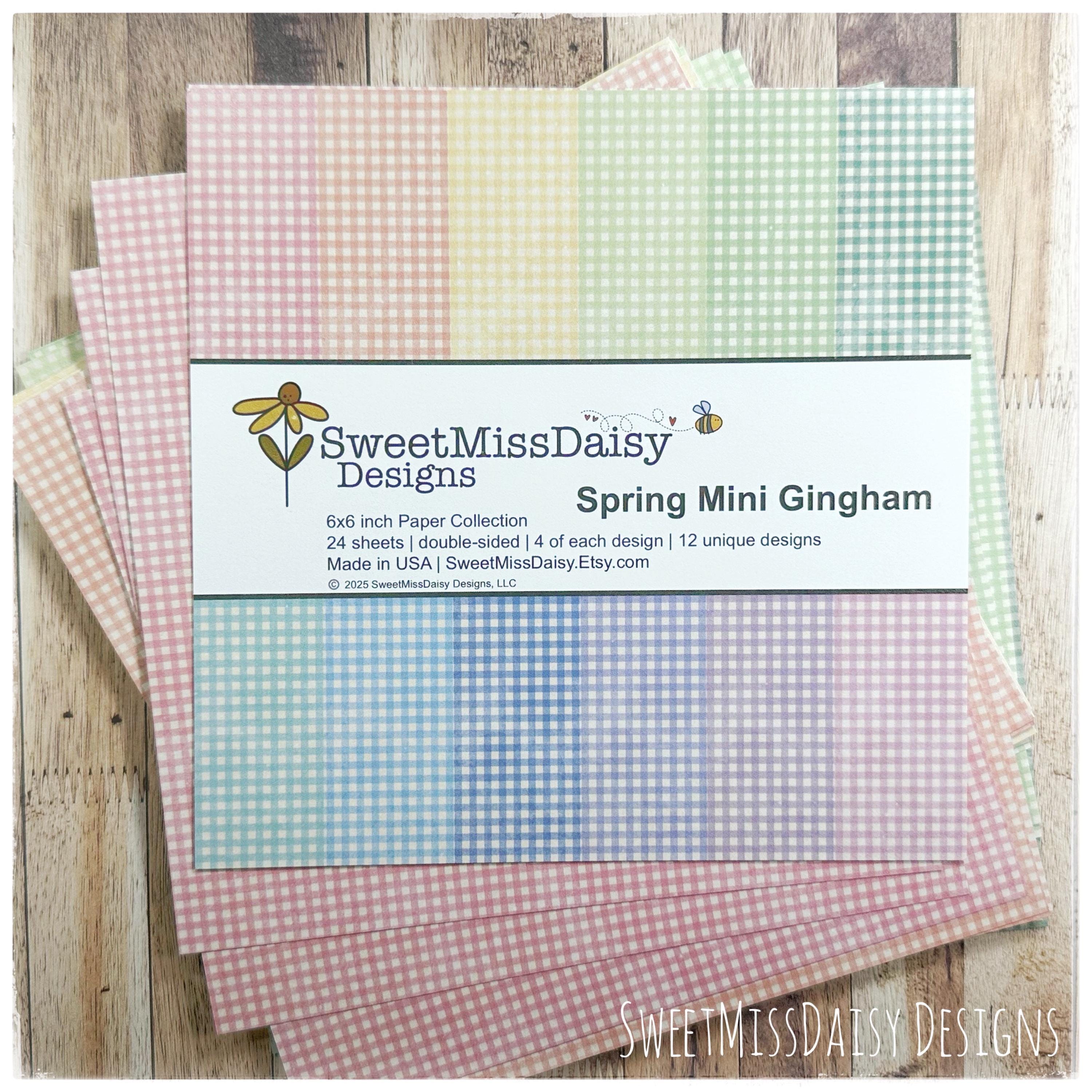 Spring Mini Gingham 6x6 Paper Collection, 24 Double-sided Sheets, 12 ...