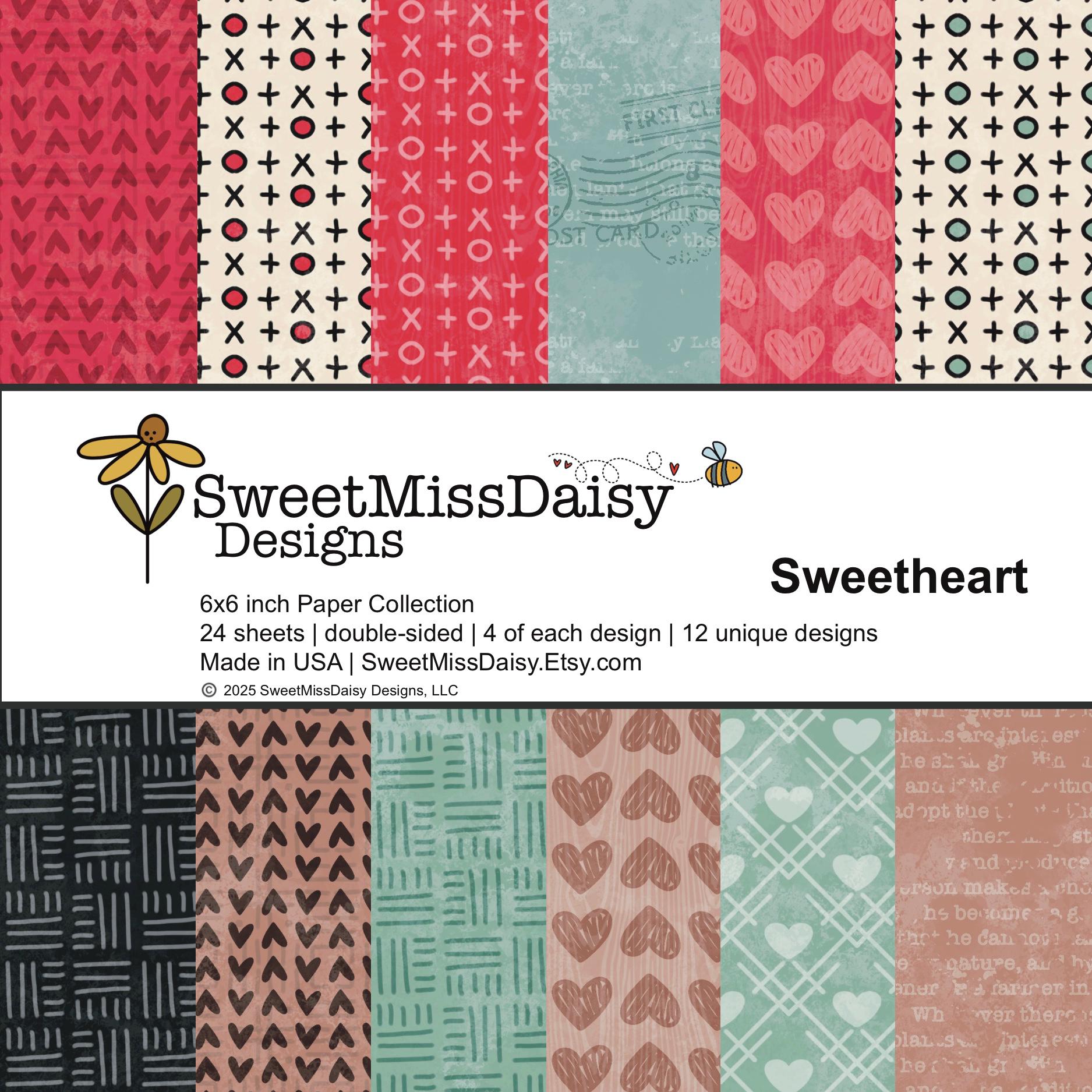 Sweetheart 6x6 Paper Collection, 24 Double-sided Sheets, 12 Unique ...