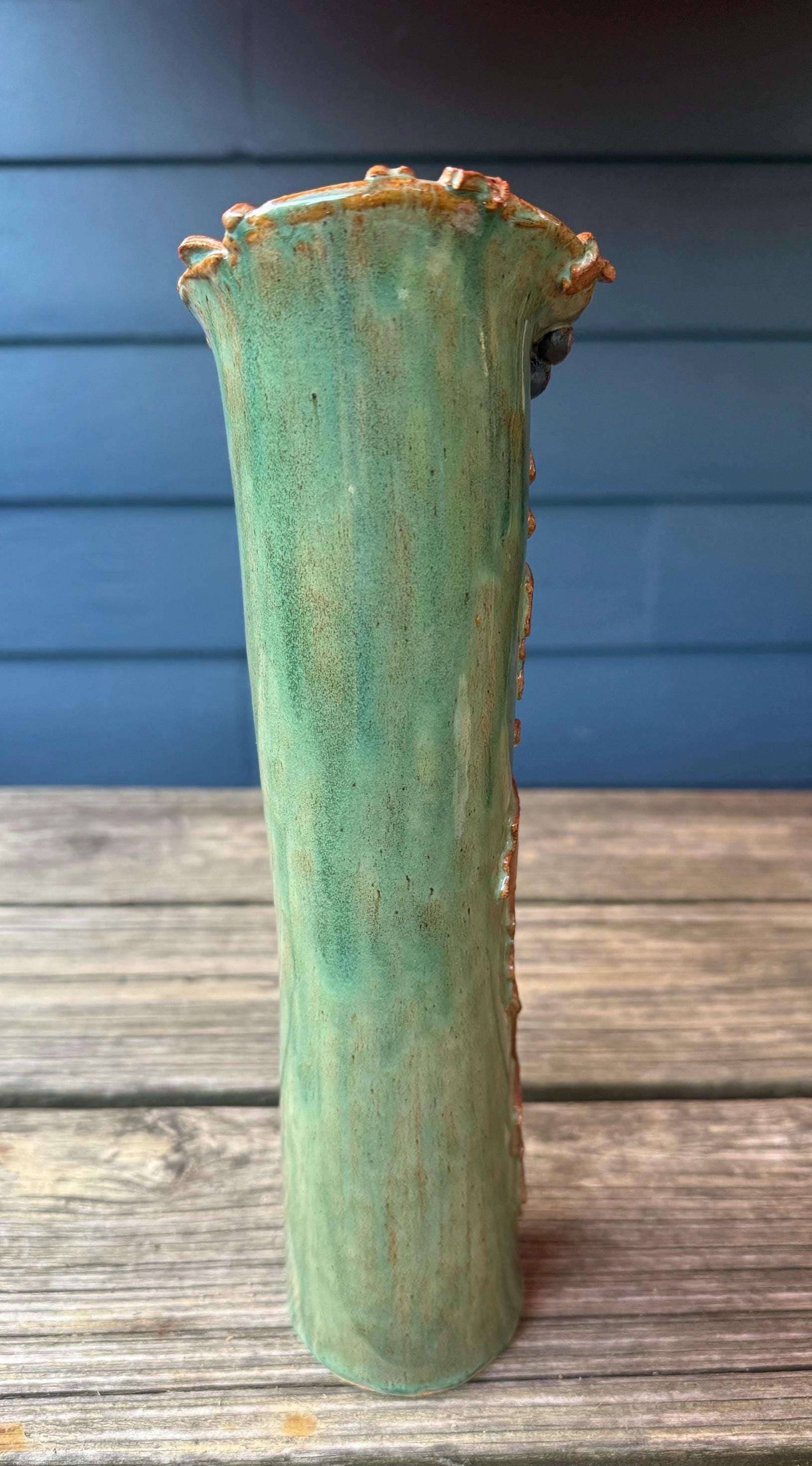 Marjorie King Studio Pottery- Gambrel Oak Vase-nature Theme- One of a ...