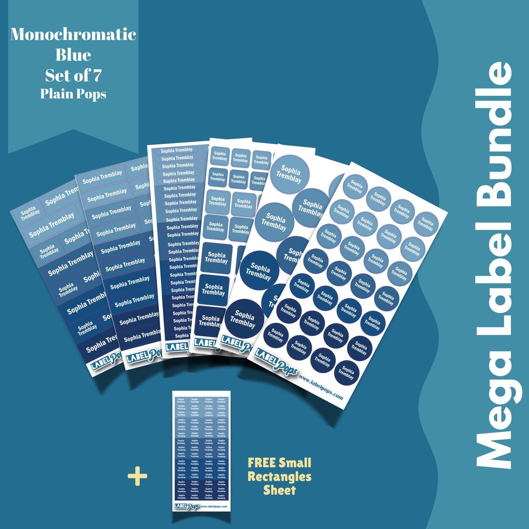 Mega Label Bundle - Monochromatic Blue - Etsy