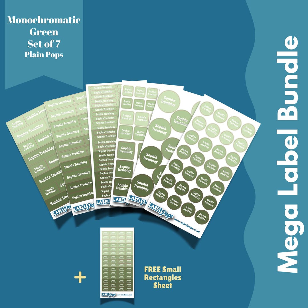Mega Label Bundle - Monochromatic Green - Etsy