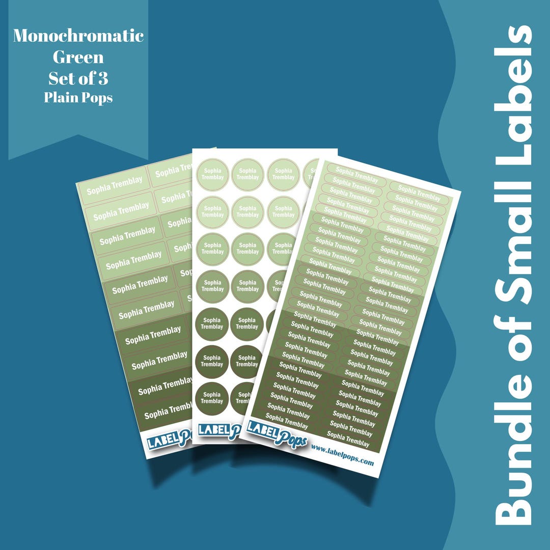 Bundle of Small Labels - Monochromatic Green - Etsy