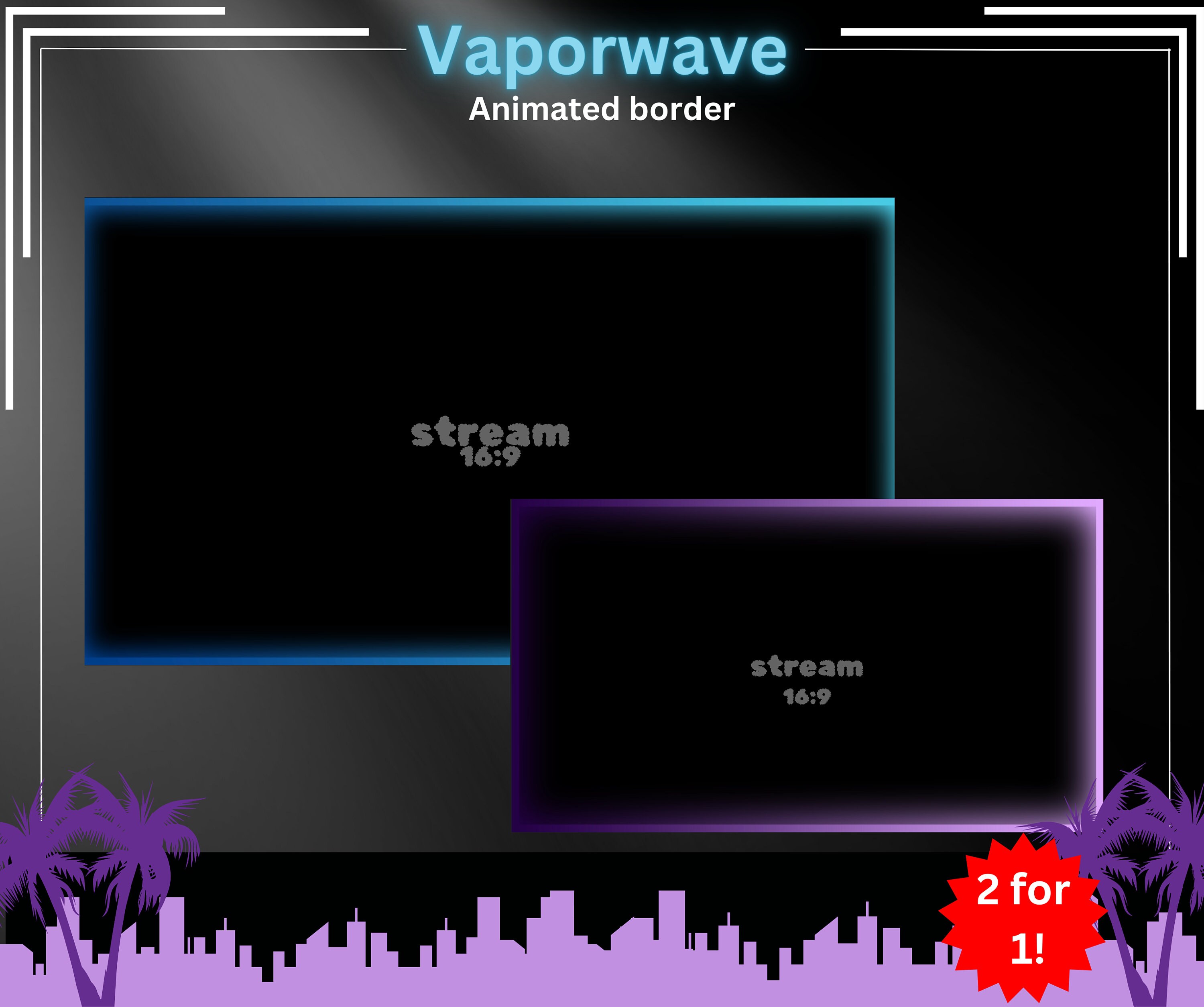 2 Animated Vaporwave Stream Game/webcam Borders 2 Colors BLUE/PURPLE - Etsy