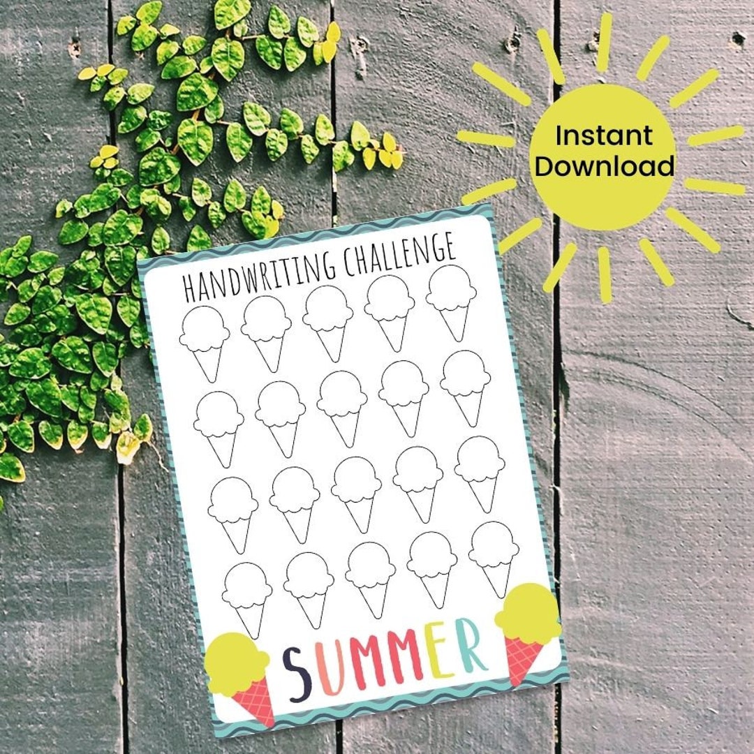 Ice Cream Summer Handwriting Challenge for Kids (PDF) - Etsy