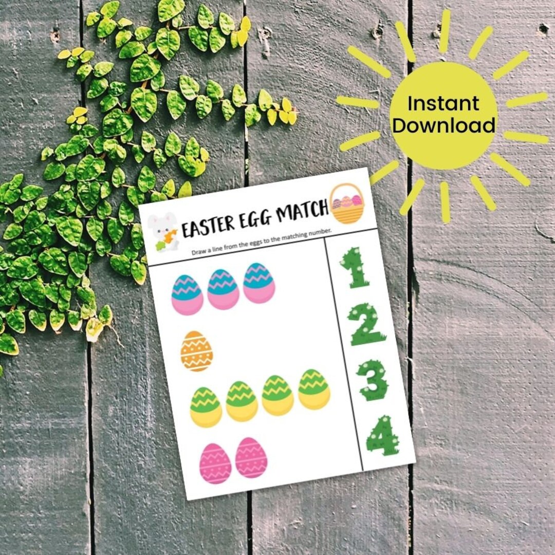 Easter Egg Number Match, Preschool Easter Math Game - Etsy