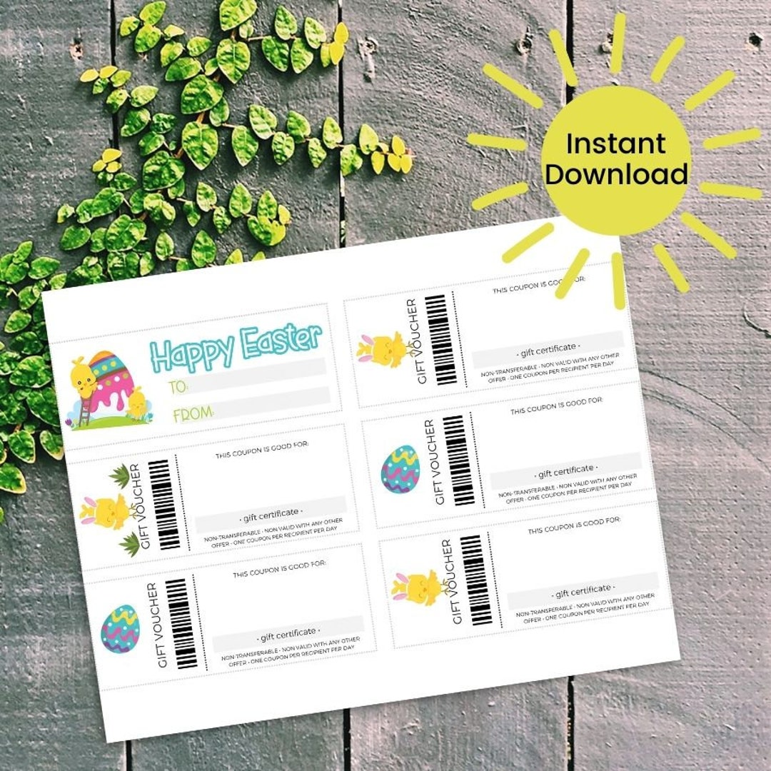 Editable Easter Coupons for Kids: Printable Coupon Book (digital ...