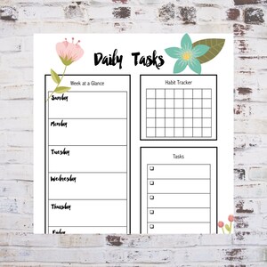 Floral Planner Template, Floral Daily Tasks, Monthly Calendar - Etsy