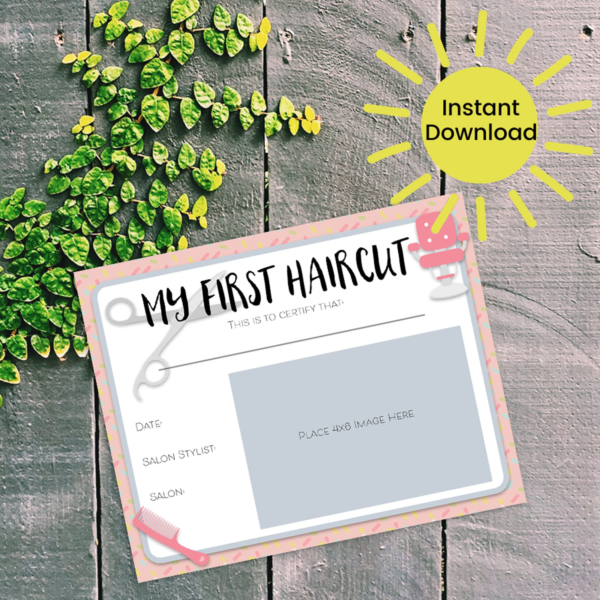 Editable First Haircut Certificate for Girls, Hair Salon Certificate ...