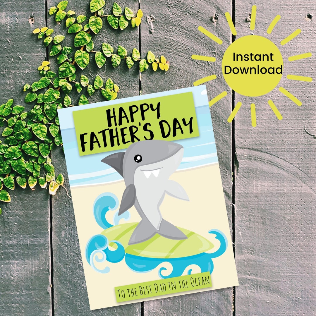 Adorable Shark Card, Shark Father's Day Card, Father's Day Template - Etsy