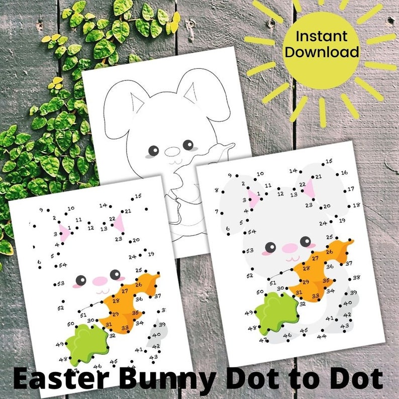 Easter Bunny Dot to Dot Printable, Kids Easter Activity, Easter Bunny ...