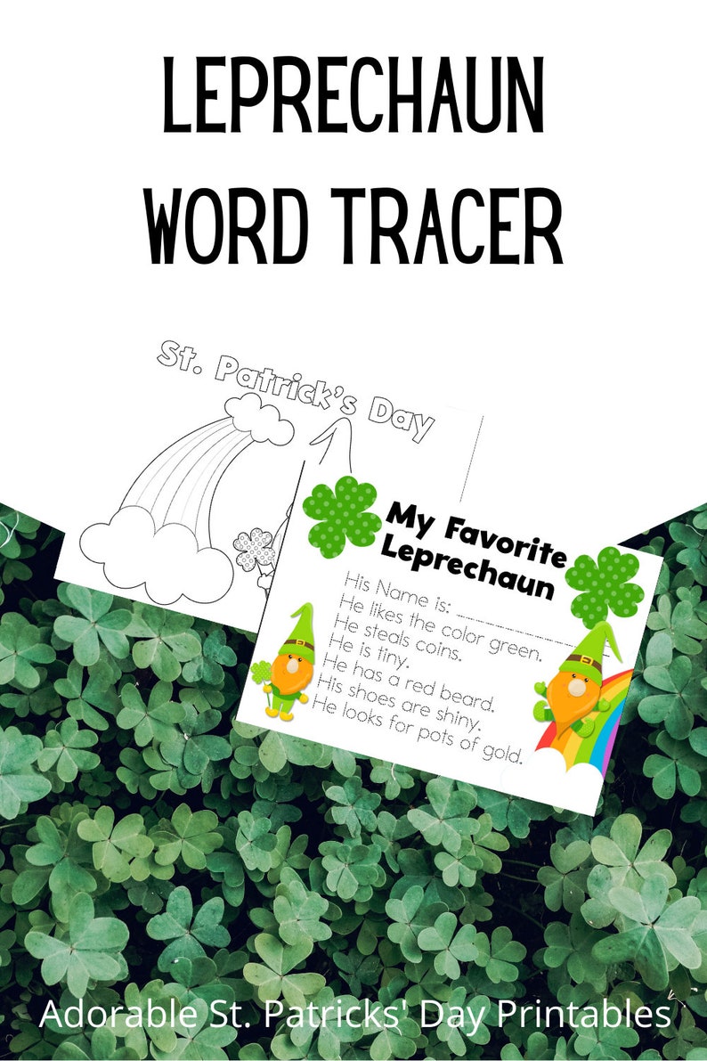 Leprechaun Word Tracer, St. Patrick's Day Printable, Leprechaun ...