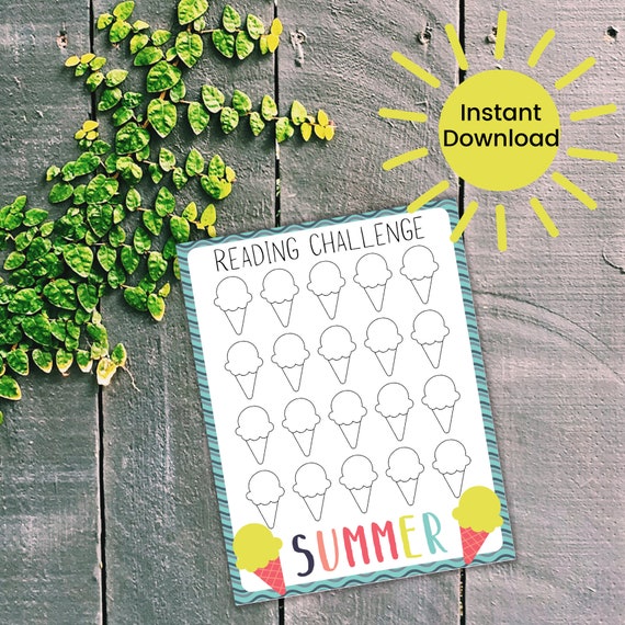 Summer Reading Challenge for Kids Ice Cream Reading Goal - Etsy