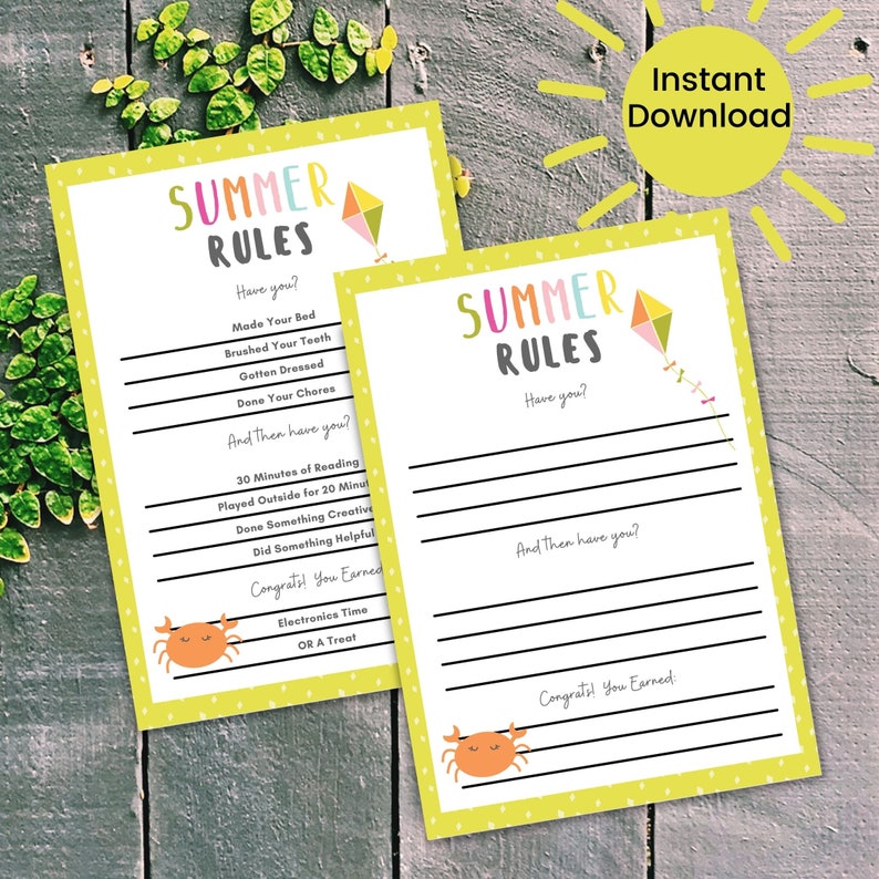Summer Rules for Kids, Summer House Rules - Etsy