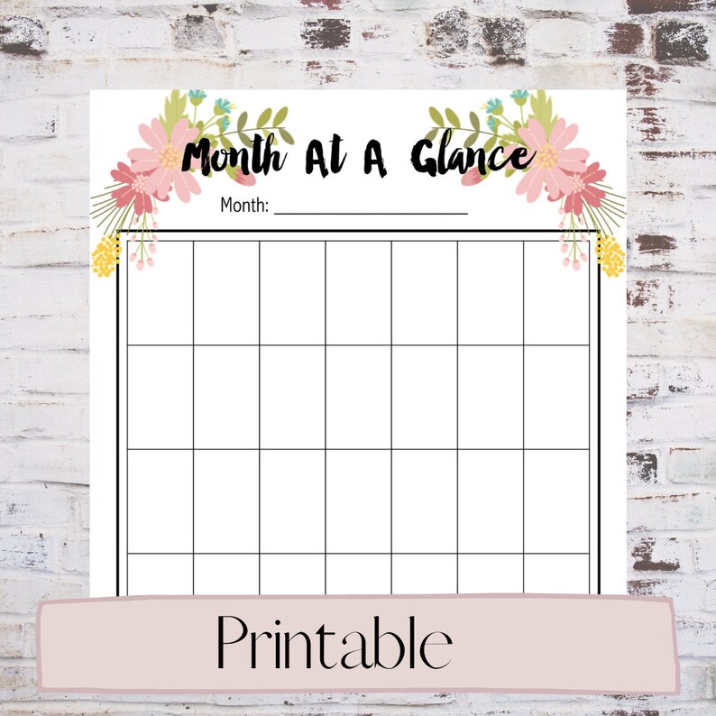 Floral Planner Template, Floral Daily Tasks, Monthly Calendar - Etsy