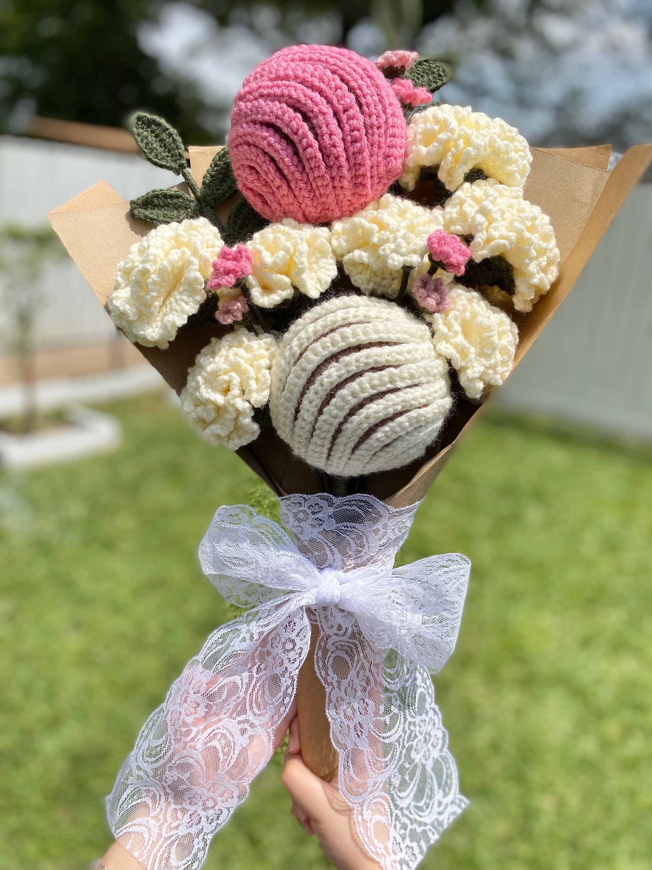 Super Cute Hand-made/crochet Concha Bouqet With Lacy Bow! Perfect for ...