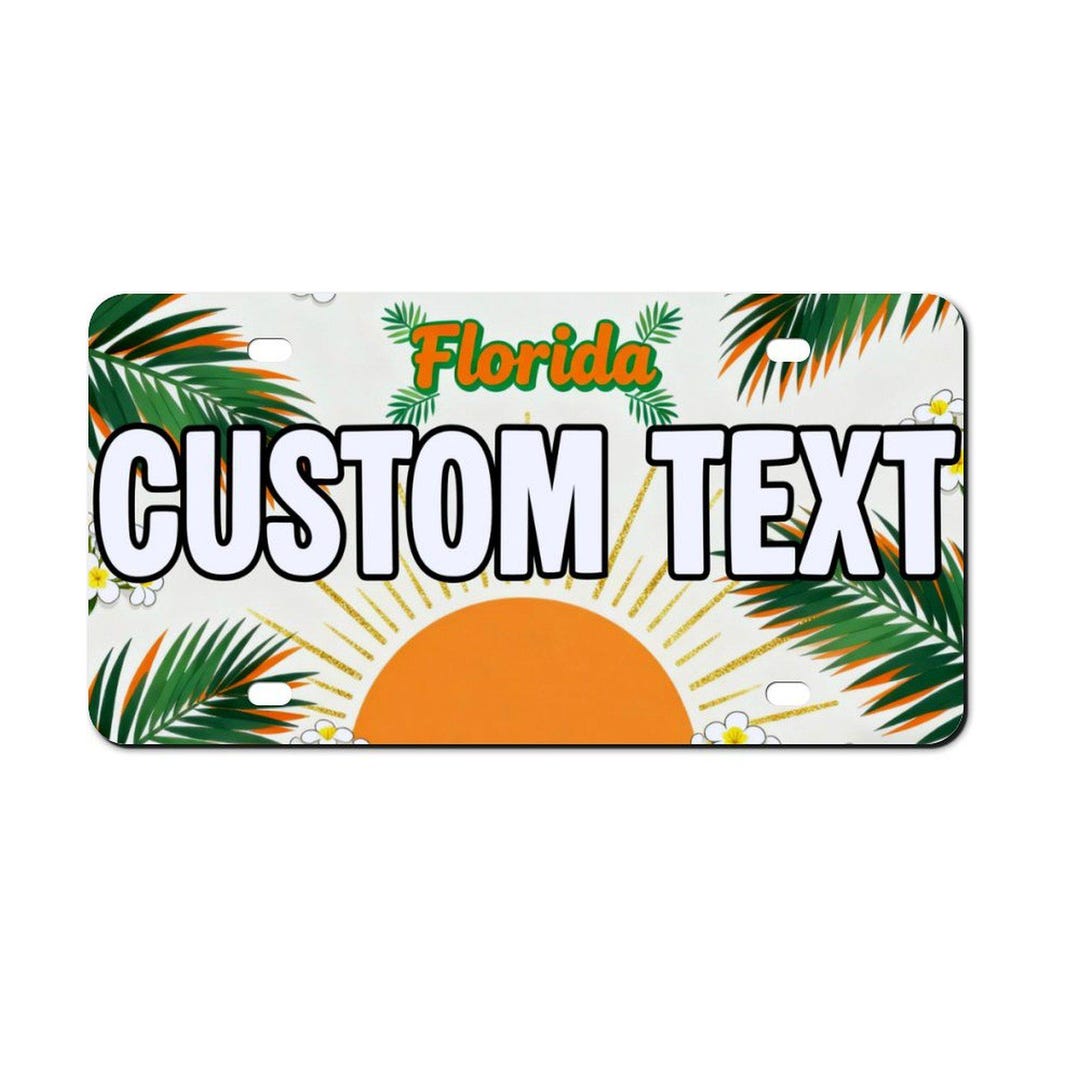 Custom Florida License Plate: Tropical Sunset Palm Design - Etsy