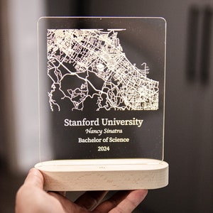 Custom Campus Map Night Light, University Map Acrylic Plaque ...