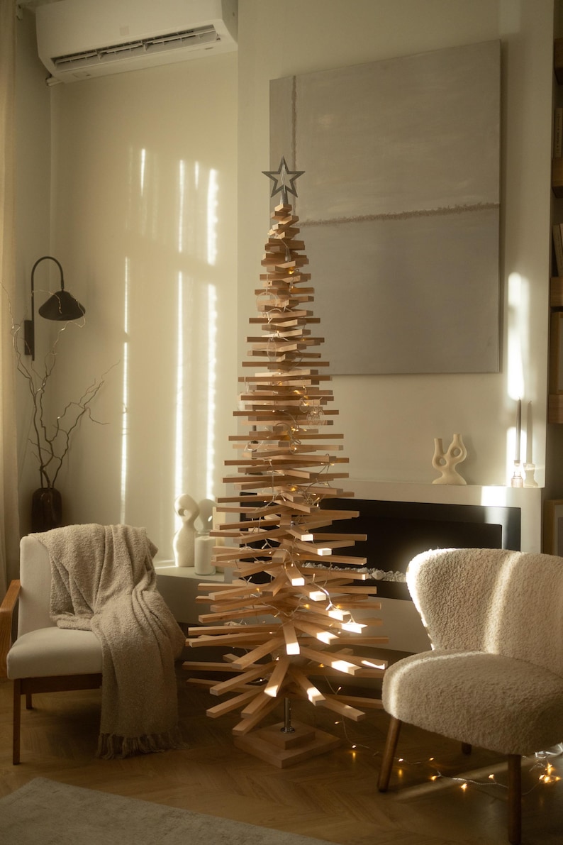 Design Wooden Rotating Christmas Tree, Wood Christmas Tree, Christmas ...